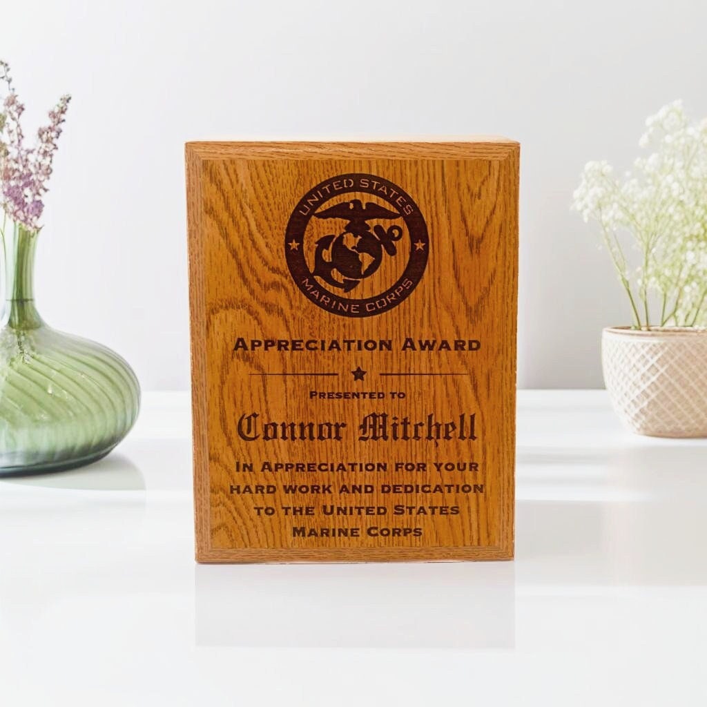 Military Appreciation Plaque, Custom Marine Award Plaque, Armed forces ...